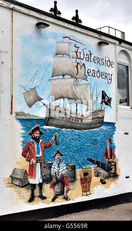 Mural of pirates on Waterside Meadery, The Bridge Bar, Penzance ...