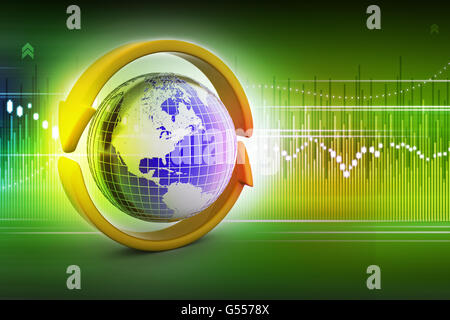 Earth with arrow circle around Stock Photo - Alamy