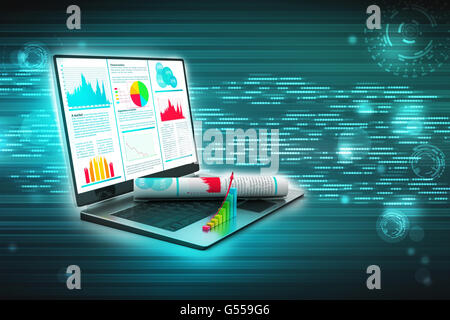 Laptop showing a financial report Stock Photo - Alamy