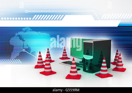 Computer with traffic sign Stock Photo - Alamy