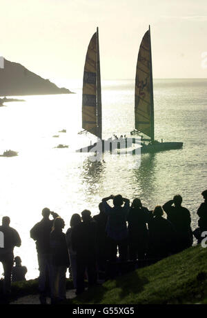 The Team Philips Catamaran sailing out of Dartmouth. The giant 4 ...