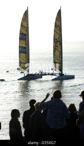 The Team Philips Catamaran sailing out of Dartmouth. The giant 4 ...
