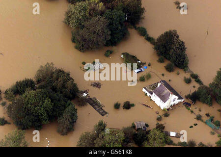 An aerial view near Uckfield in East Sussex on the river Ouse which ...