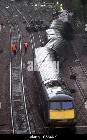The scene near Hatfield in Hertfordshire after a high speed train ...