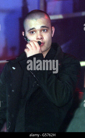 Sean Conlon from the boy band 'Five' performing on stage at Wembley ...