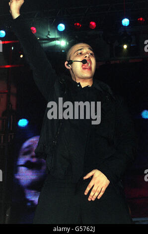 Sean Conlon from the boy band Five performing on stage at the Mardi ...