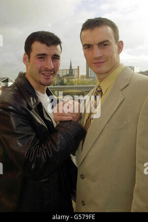 WBC Super-Middleweight champion Richie Woodhall poses next to a Mini ...