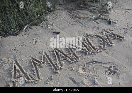 Name written in a sand on beach, Sicily, Italy Stock Photo - Alamy