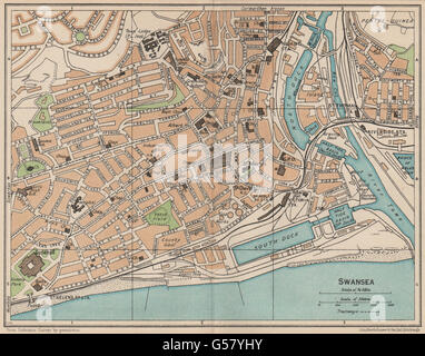 SWANSEA. Vintage town city map plan. Wales, 1926 Stock Photo - Alamy