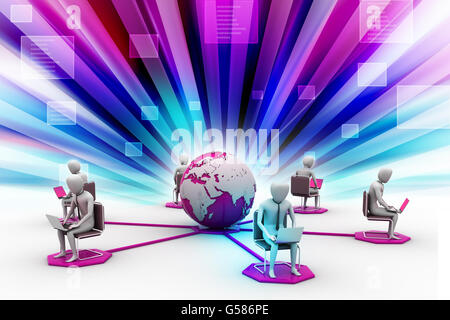 Networking people with globe Stock Photo - Alamy