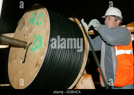 Network Rail cable laying train Stock Photo - Alamy