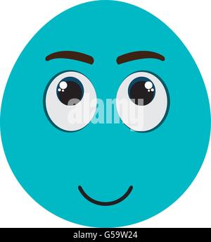 blue cartoon face with chill expression,vector graphic Stock Vector ...