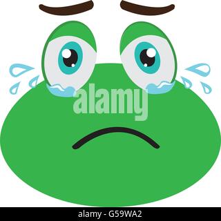 Cute cartoon frog crying. Vector illustration isolated on white ...