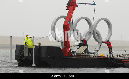 weymouth and Portland Olympic rings Stock Photo - Alamy