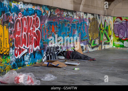 Rough sleeper. Homeless person sleeping rough in Sheffield, Yorkshire ...