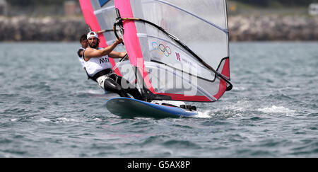 Mexico's Mier Y Teran competes in the RS:X class in the Olympic regatta ...