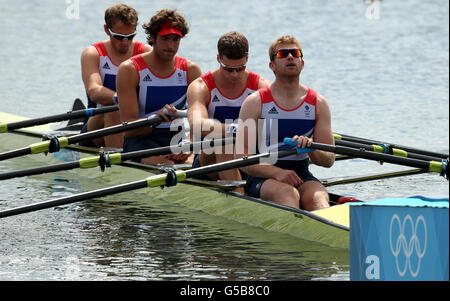 Great Britain's men's quadruple scull crew of (left to right) Matt ...
