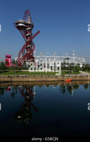 The London Olympic Park Olympic Stadium and Orbit tower at Olympic Park ...