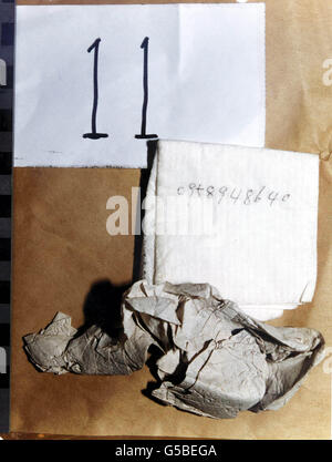 Kent Police issued picture of a telephone number written on a label ...