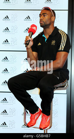 American sprinter Tyson Gay at a press conference at the Adidas store ...