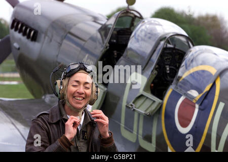 Carolyn Grace, the only female Spitfire Pilot in the world, sits in her ...