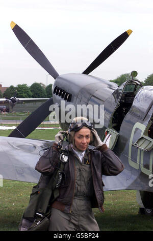 Carolyn Grace, the only female Spitfire Pilot in the world, sits in her ...