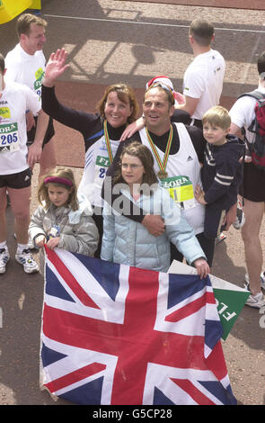 Sir Steve Redgrave and son Zac aged 3 rowing a dragon boat on the River ...