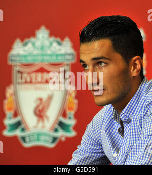 Liverpool's new signing Nuri Sahin speaks during a press conference at ...