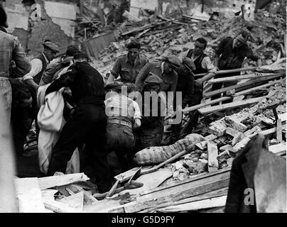 London after a German Luftwaffe air raid, during the Blitz of World war ...