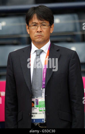 Japan men's football head coach Hajime Moriyasu smiles during a press ...