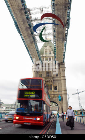 The Agitos, the symbol of the Paralympic Games, is seen stamped on the ...
