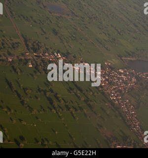 Aerial view of city of Raipur capital of Chattisgarh with its fields ...