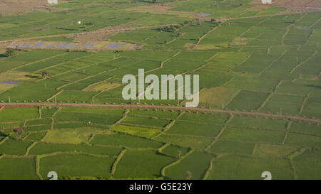 Aerial view of city of Raipur capital of Chattisgarh with its fields ...
