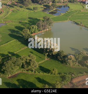 Aerial view of city of Raipur capital of Chattisgarh with its fields ...