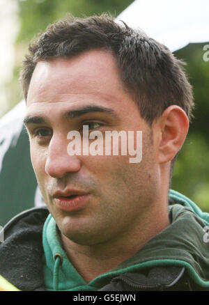 Alan Ryan during a protest outside Leinster House in Dublin Stock Photo ...