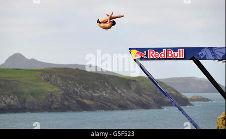 The USA's Steven Lobue during the first day of the Red Bull Cliff ...