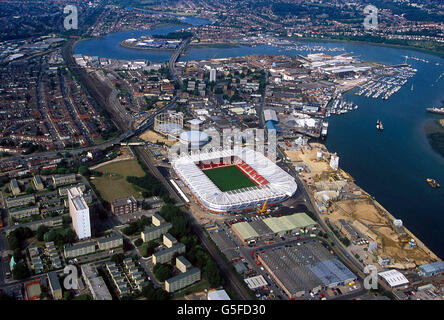 EDITORIAL ONLY Aerial view of Southampton docks, Southampton, England ...