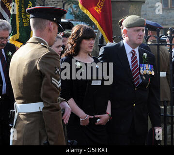 Claire and Michael Wroe, the parents of Private Thomas Wroe, arrive for ...