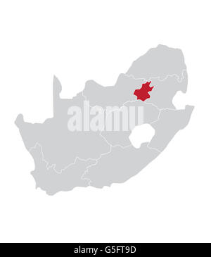 Shape of Gauteng, province of South Africa, with its capital isolated ...