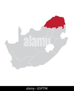 Shape of Limpopo, province of South Africa, with its capital isolated ...