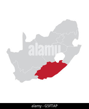 Eastern Cape, province of South Africa. Grayscaled map with lakes and ...