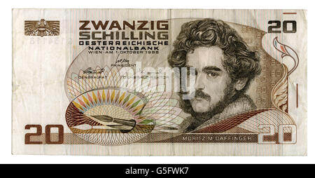 money, bank notes, Austria, 20 Schilling bank note, Austrian National ...