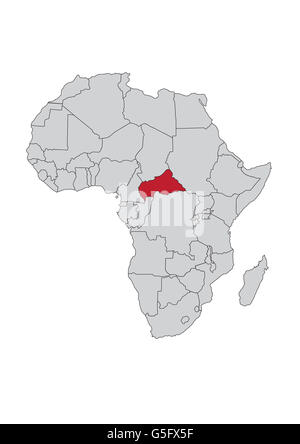 map of Central African Republic -outline. Silhouette of Central African ...