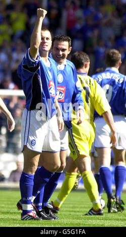 Martin Grainger (left) celebrates scoring Birmingham's first goal ...