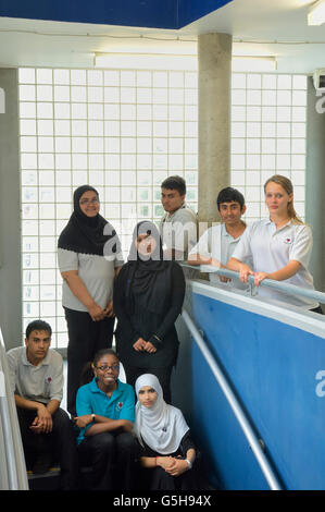 Teenage students at a multi-cultural secondary school. England. UK ...