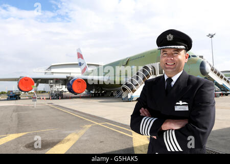 British Airways A380 Captain James Basnett in front of the airlines ...