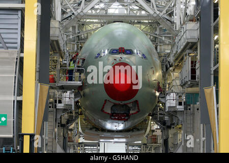 An A380 plane is assembled on the A380 Final Assembly Line (FAL) at the ...