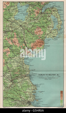 IRELAND EAST COAST Dublin to Belfast. Armagh Down Louth Meath, 1902 old ...