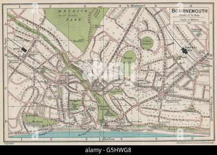 BOURNEMOUTH. Vintage town city map plan. Dorset 1950 old vintage chart ...