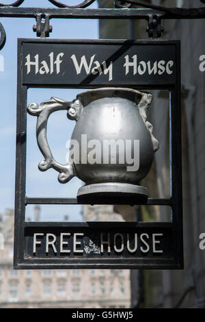 Halfway House Scottish Pub Sign, Edinburgh, Scotland, UK Stock Photo ...